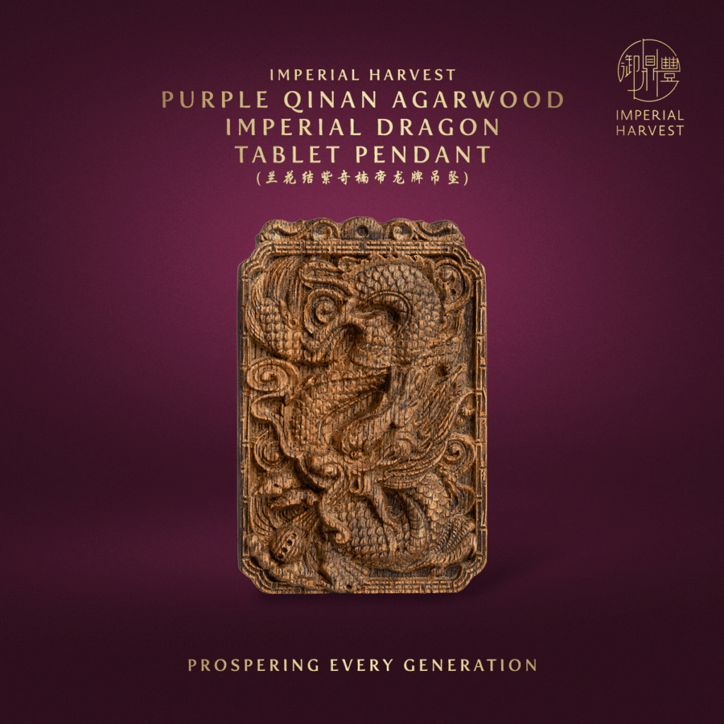 Purple Qinan Agarwood Imperial Dragon Tablet Pendant - Imperial Harvest